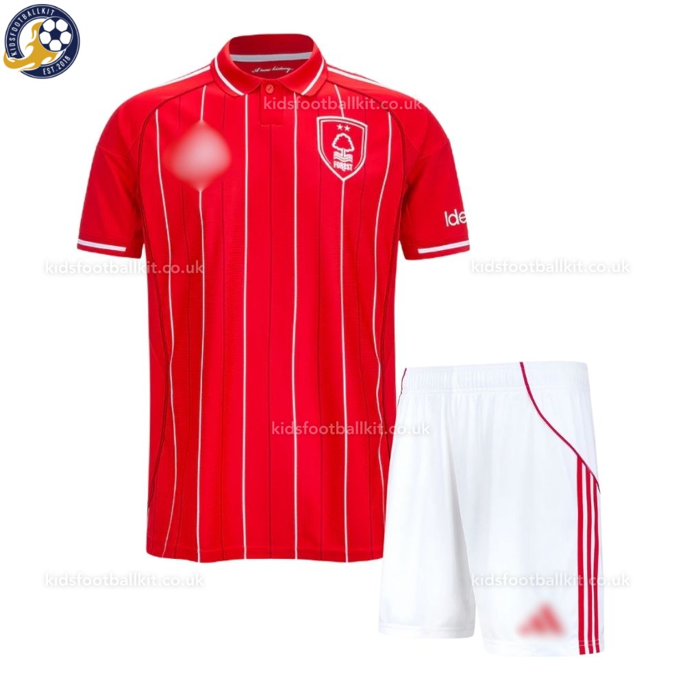 Nottingham Forest Home Kids Football Kit 2025/26 - kidsfootballkit.co.uk