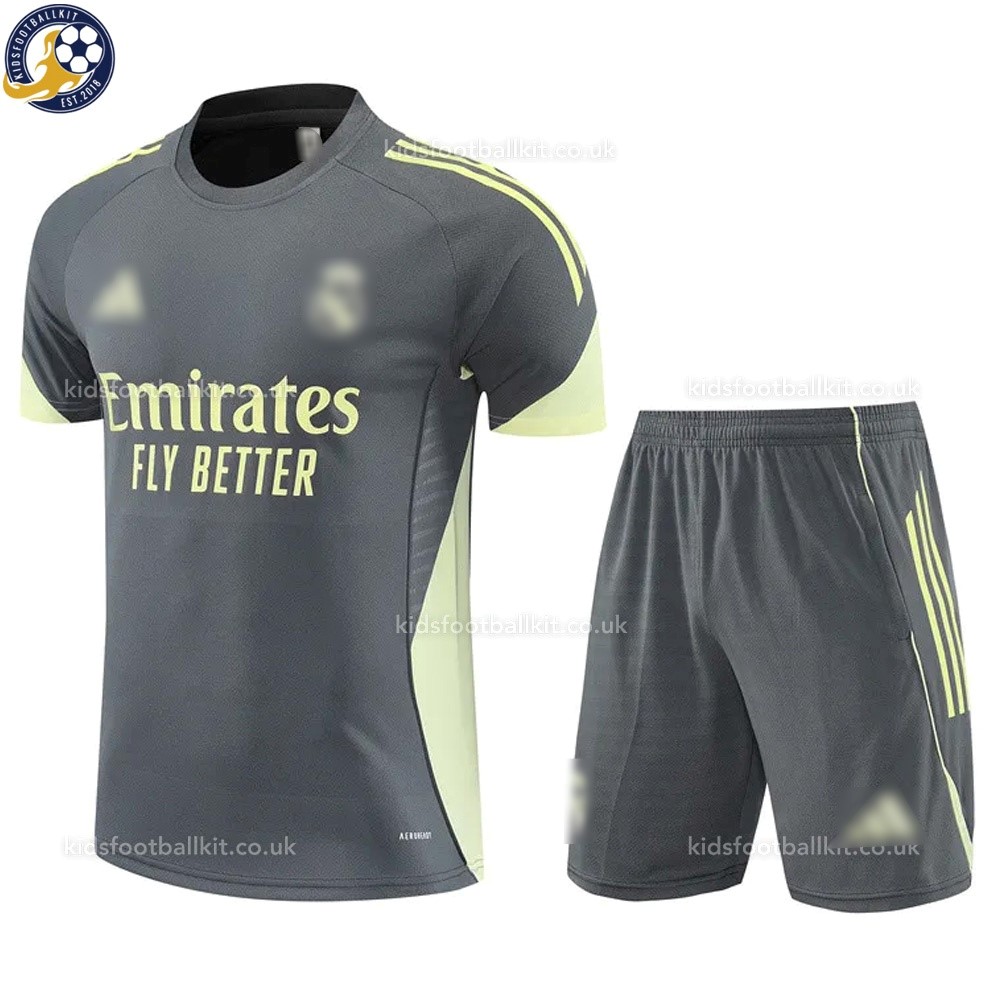 Real Madrid Grey Training Kids Football Kit 25/26 - kidsfootballkit.co.uk