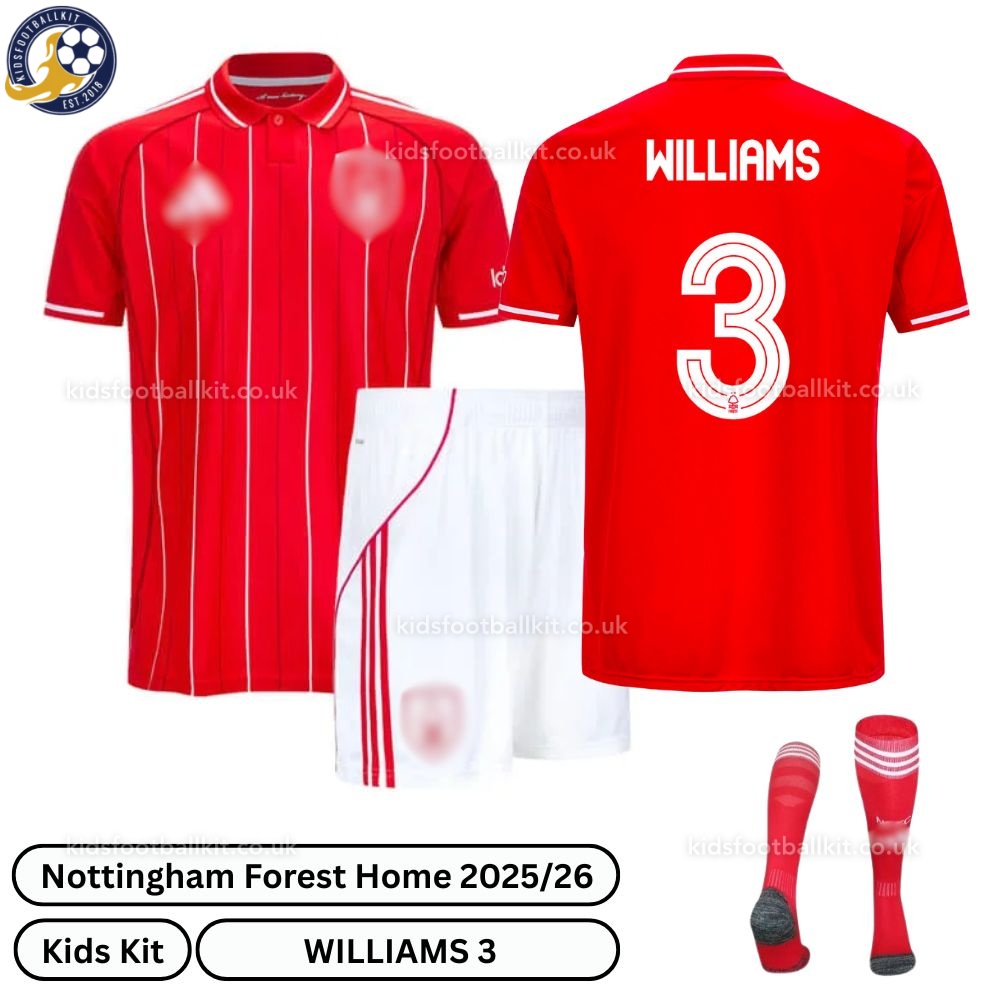 Nottingham Forest Williams 3 Home Kids Kit 25/26 | Gift for Kids