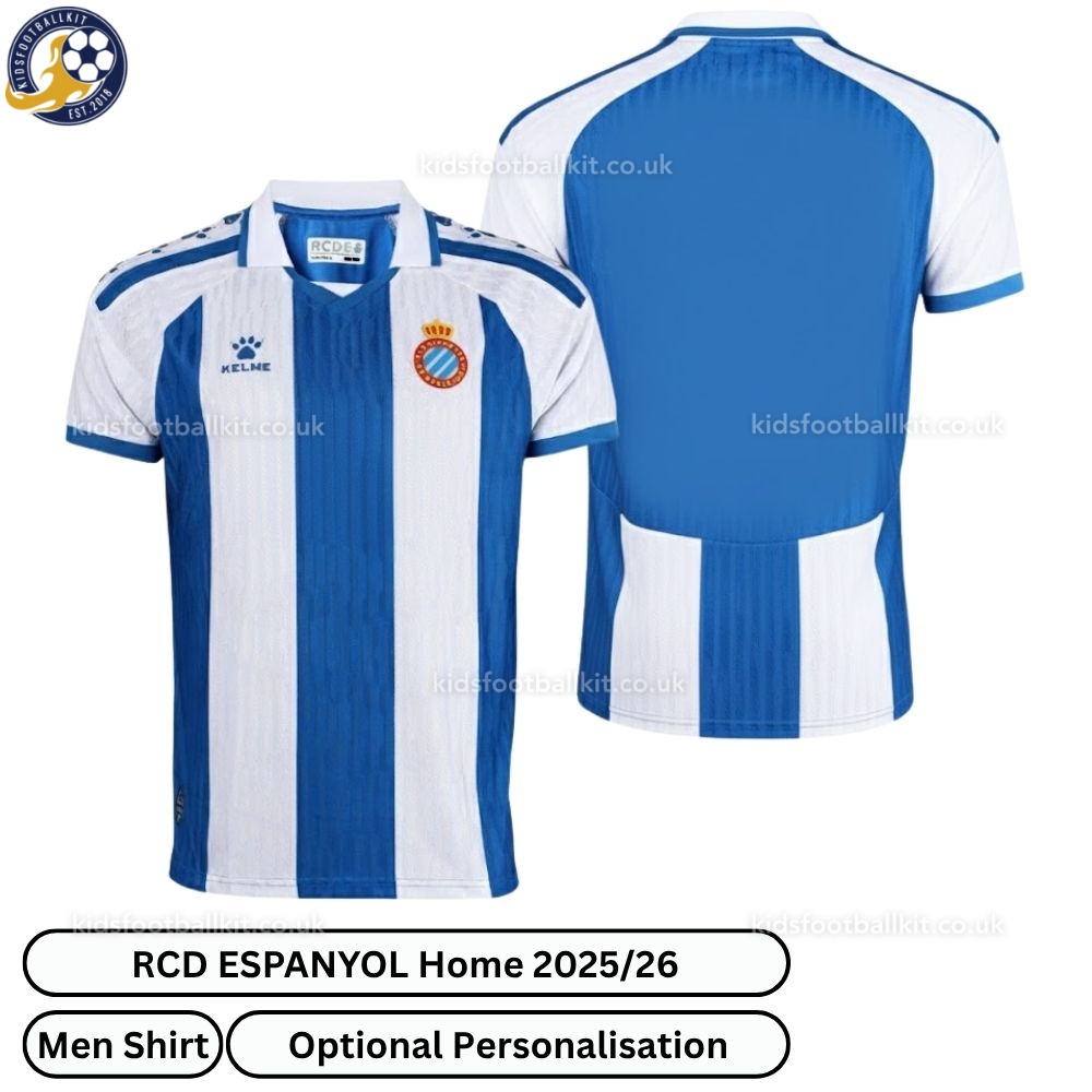 RCD Espanyol Home Men Football Shirt 2025/26 - kidsfootballkit.co.uk