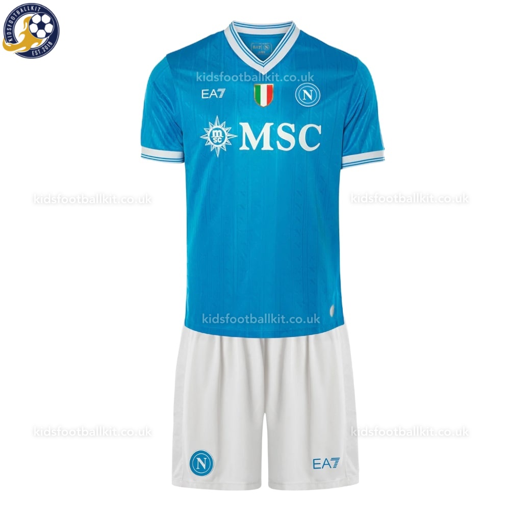 SSC Napoli Home Kids Football Kit 2025/26 - kidsfootballkit.co.uk