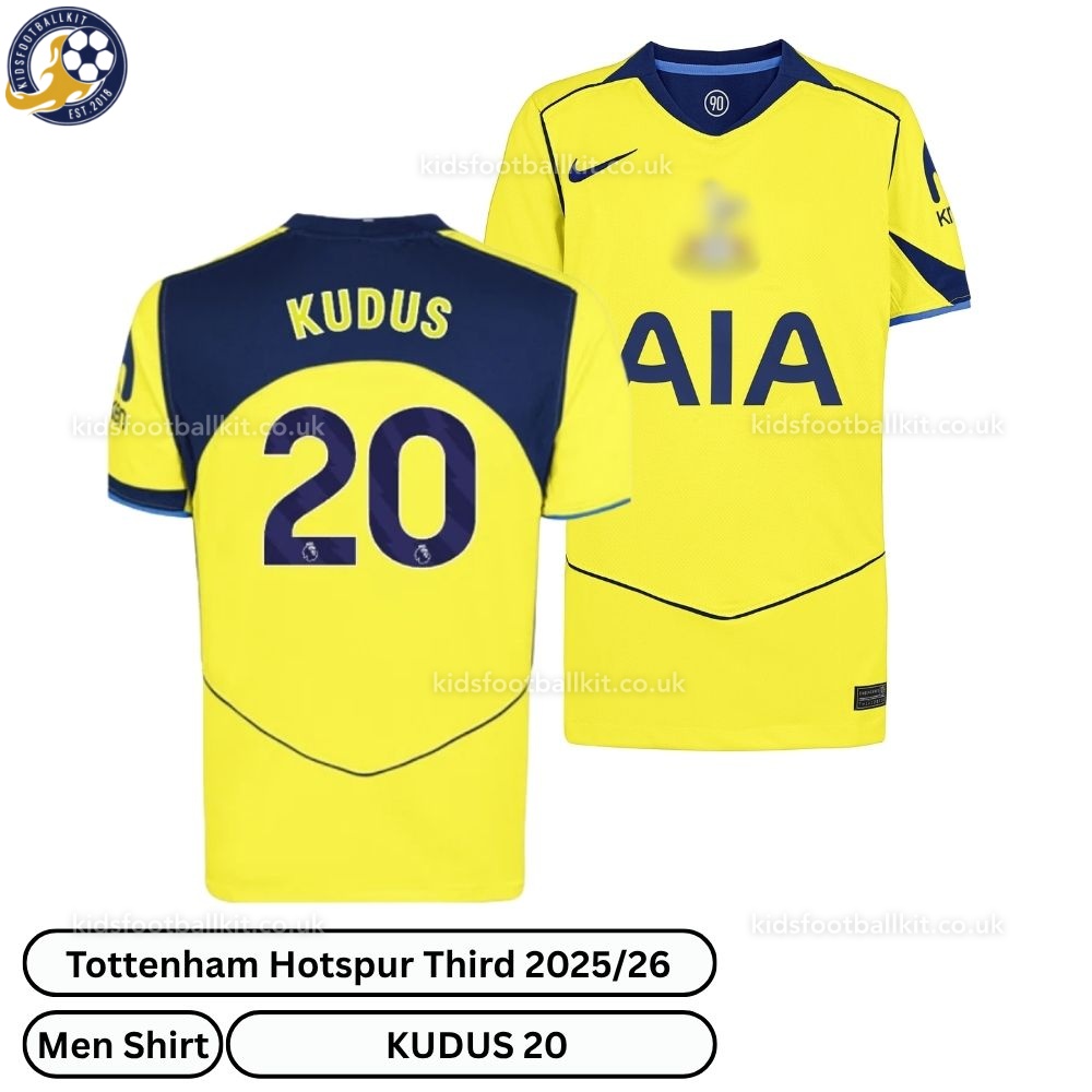 Tottenham Hotspur Third Men Football Shirt 2025/26 - KUDUS 20 ...