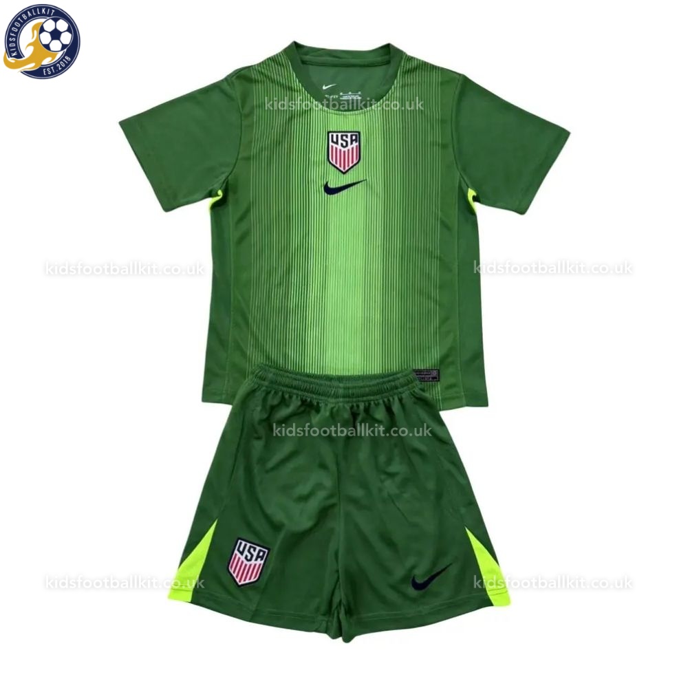 USA Goalkeeper Kids Football Kit 2025/26 (No Socks) - Green ...