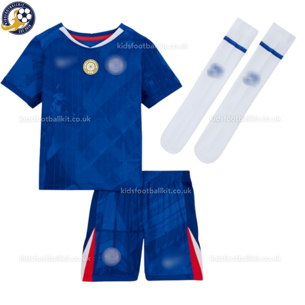 Chelsea 25/26 Home Kids Football Kit WORLD CHAMPIONS 25 ...