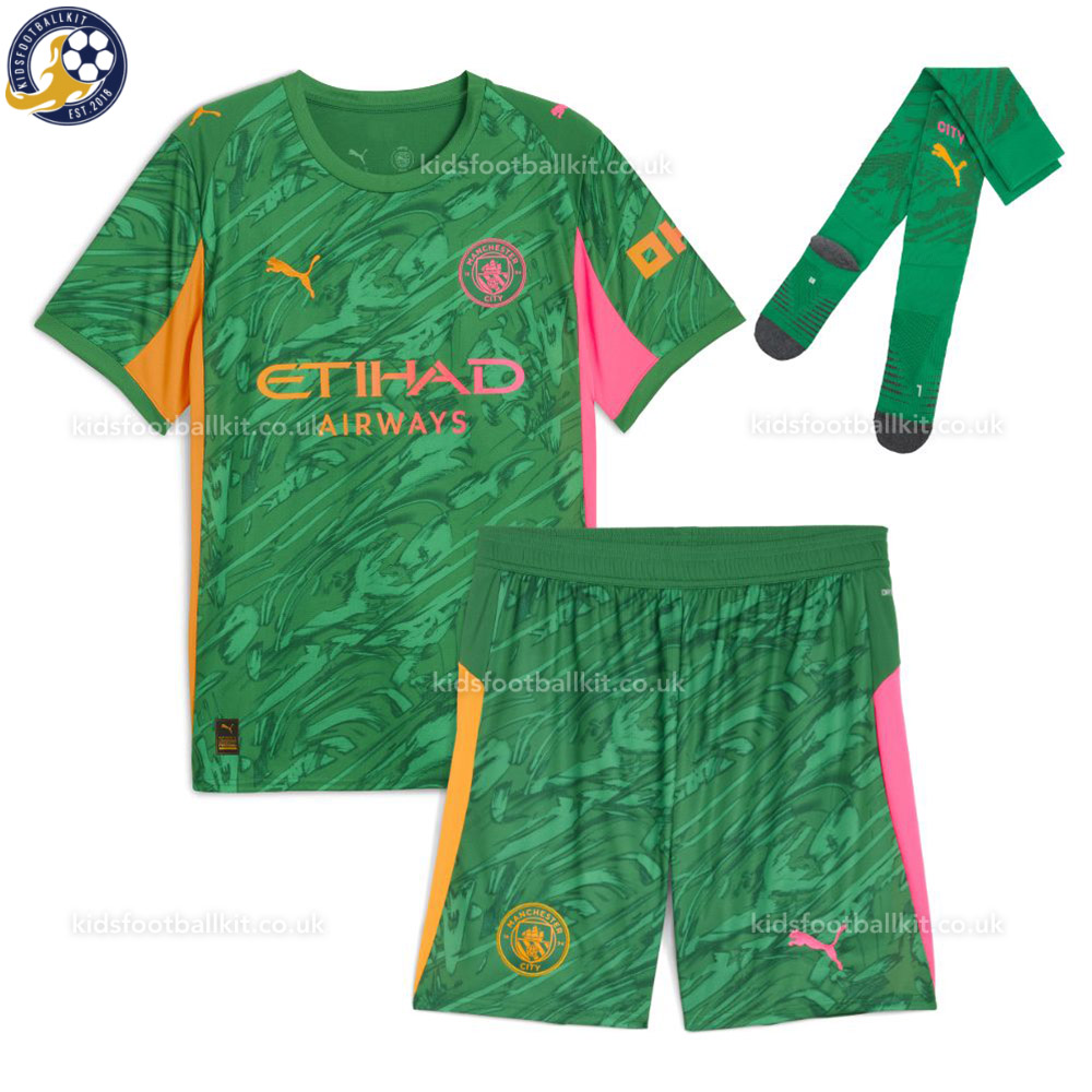Man City Trafford 1 Goalkeeper Kids Kit 25/26 (With Socks) | Birthday Gift