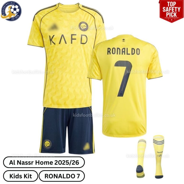 Al Nassr Ronaldo 7 Home Kids Kit 25/26 | Birthday Gift