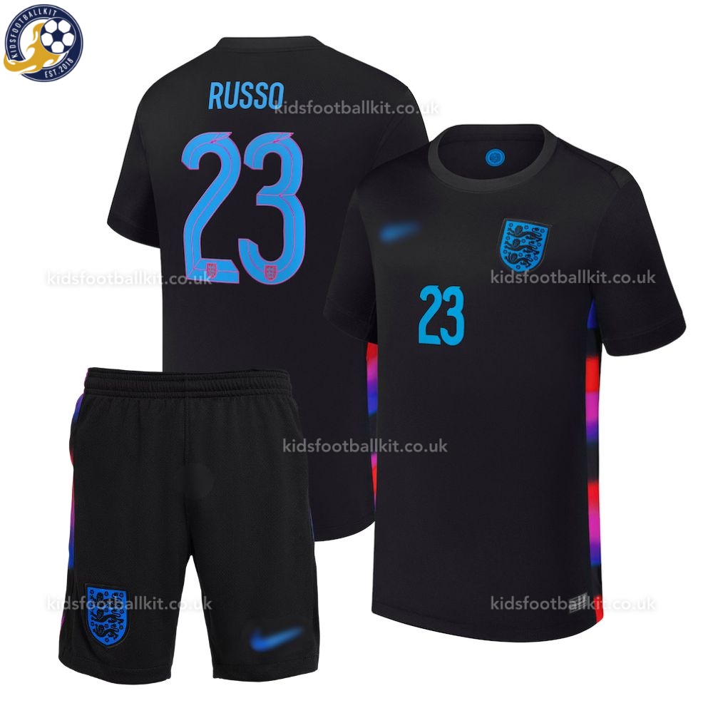 England RUSSO 23 Away Kids Football Kit 2025/26 - kidsfootballkit.co.uk
