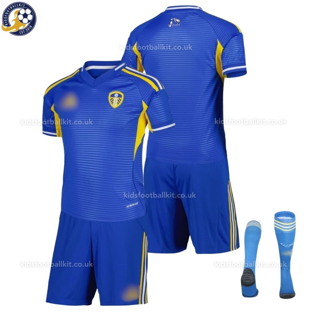 Leeds Utd Away Kids Football Kit 2025/26 - kidsfootballkit.co.uk