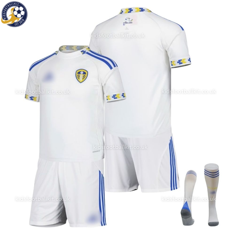 Leeds Utd Home Kids Football Kit 2025/26 - kidsfootballkit.co.uk