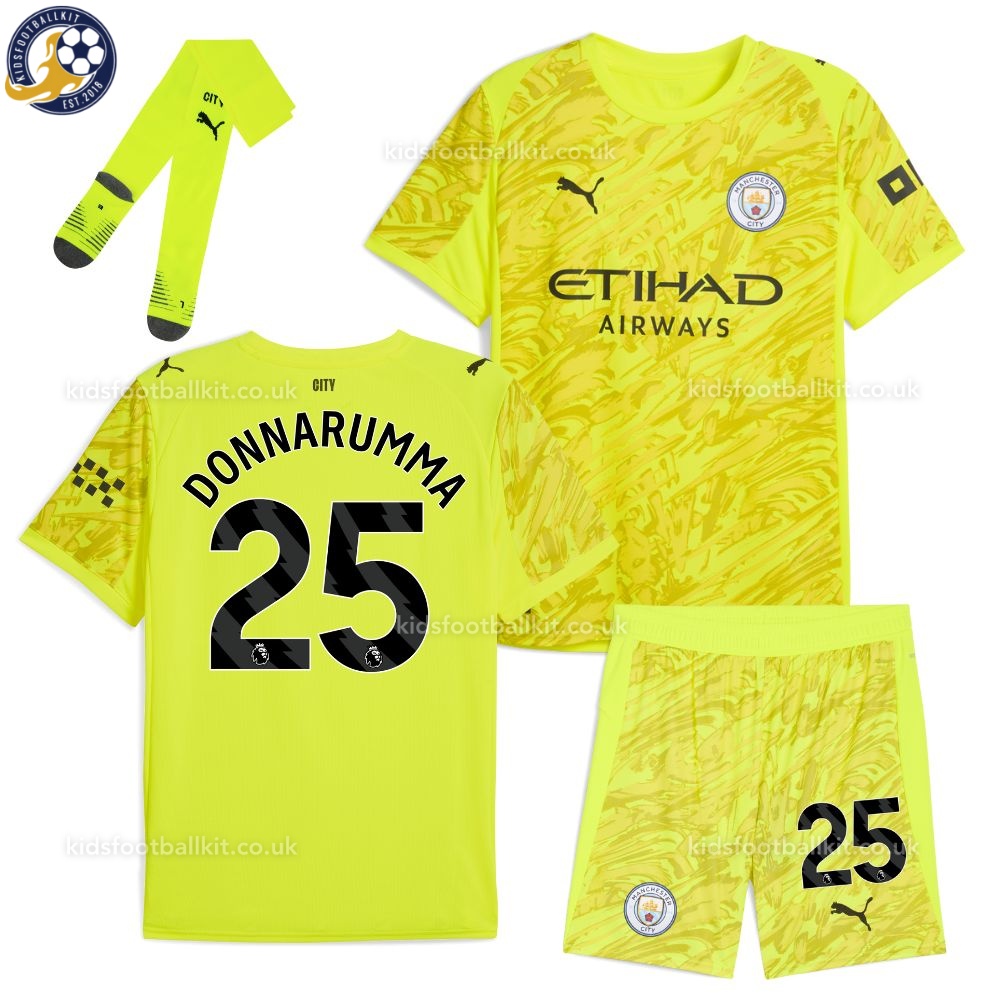 Manchester City Goalkeeper Kids Football Kit 2025/26 - DONNARUMMA 25 ...