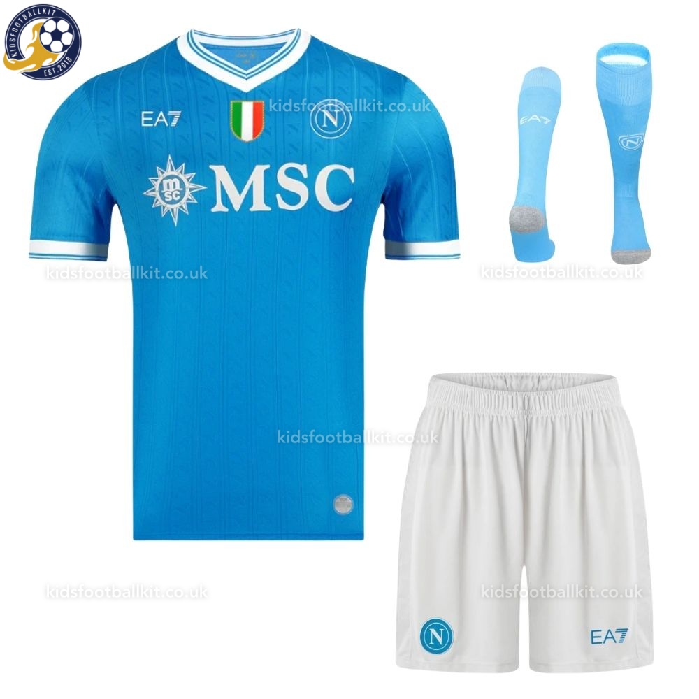 SSC Napoli Home Kids Football Kit 2025/26 - kidsfootballkit.co.uk