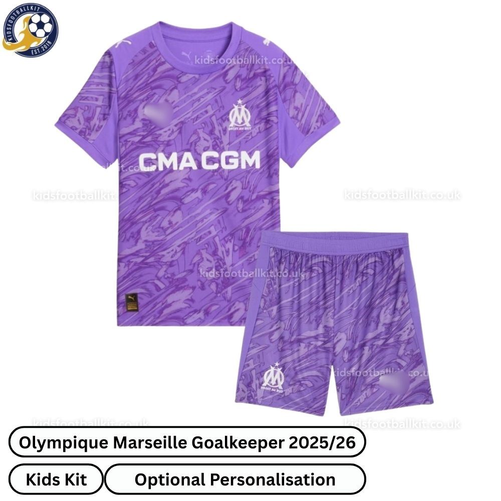 Olympique Marseille Goalkeeper Kids Kit 25/26 (No socks) | Kids Gift