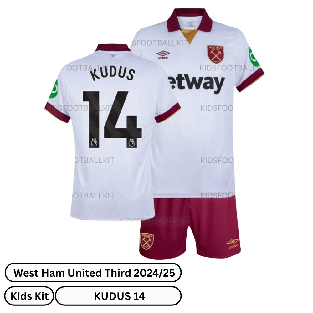 West Ham United Kudus 14 Third Kids Kit 24/25 | Perfect Gift