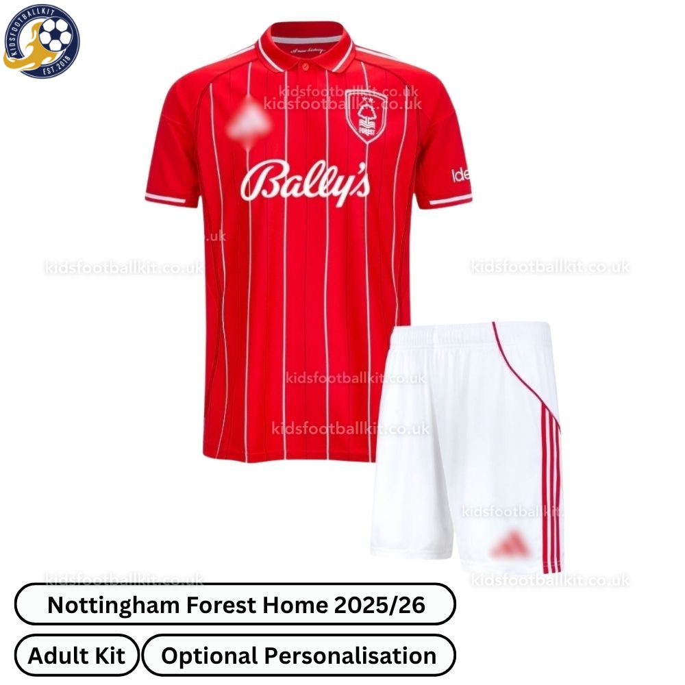 Nottingham Forest Home Adult Football Kit 25/26 - kidsfootballkit.co.uk