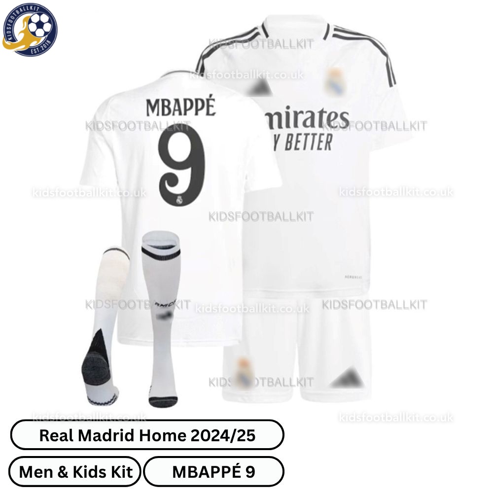 Real Madrid Mbappé 9 Home Men And Kids Kit 24/25 | Kids Gift