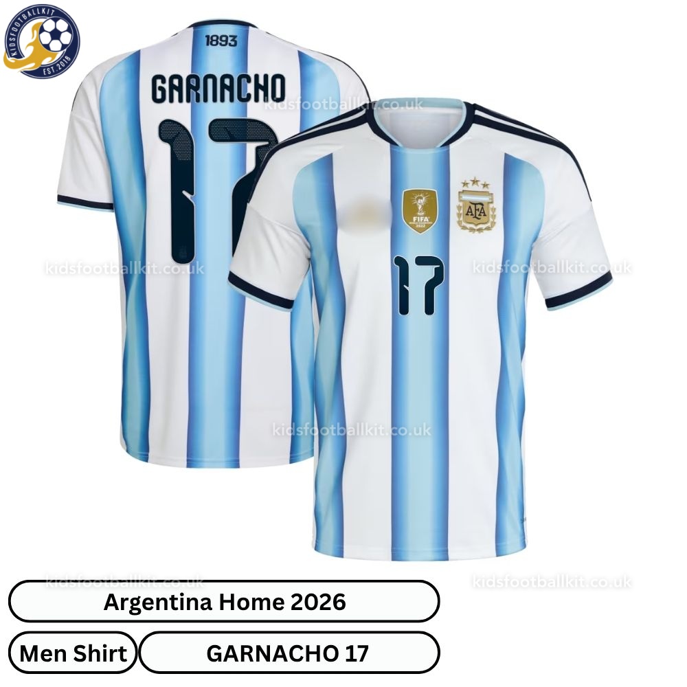 Argentina World Cup Home Men Football Shirt 2026 - GARNACHO 17 ...