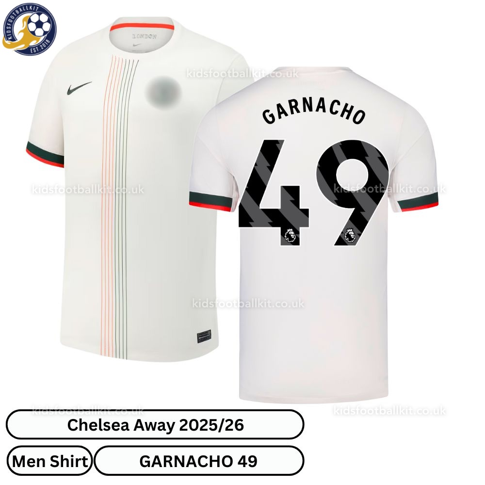 Chelsea Away Men Football Shirt 2025/26 - GARNACHO 49 - kidsfootballkit ...