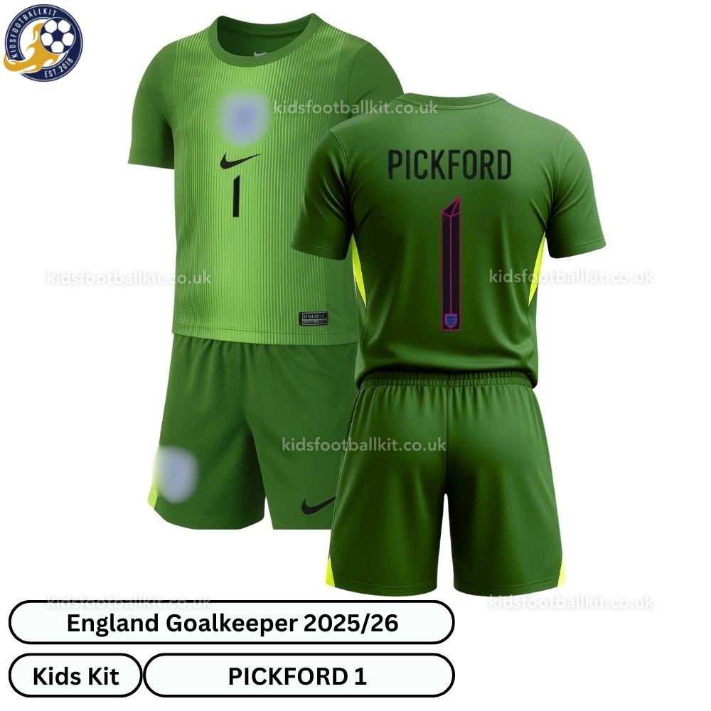 England Goalkeeper Kids Football Kit 2026 - PICKFORD 1 (No Socks ...