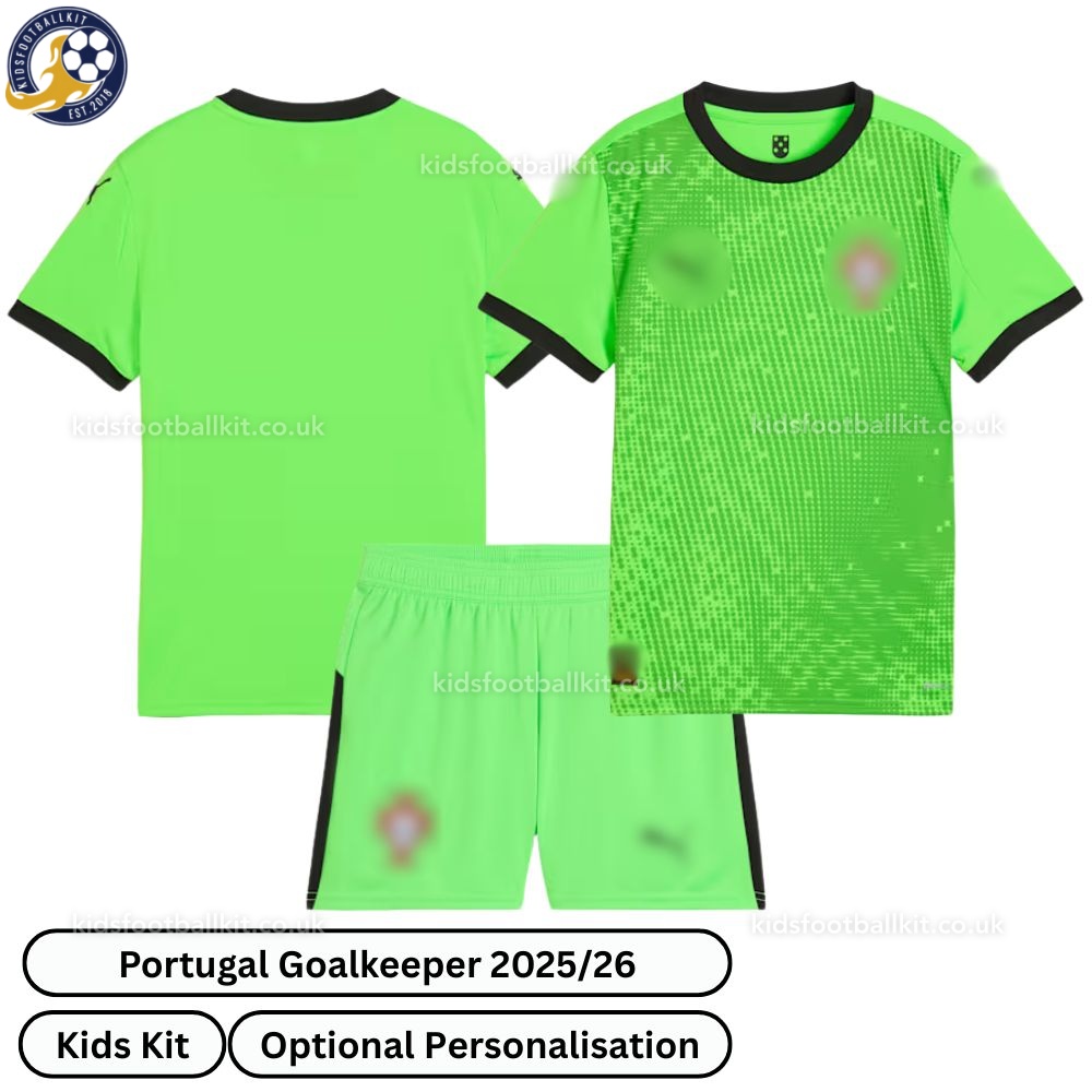 Portugal Goalkeeper Kids Football Kit 2025/26 (No Socks) - Green ...
