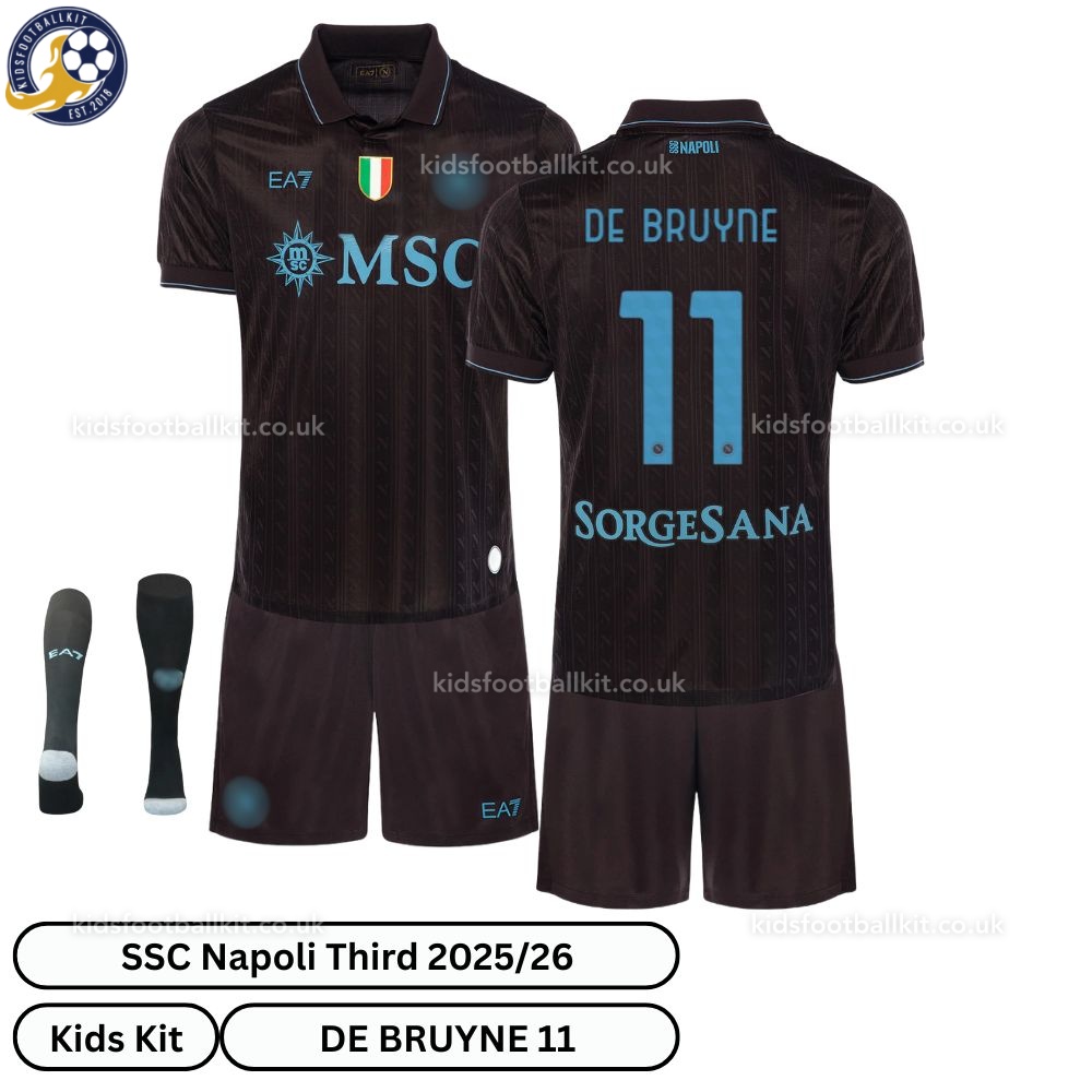 Ssc Napoli De Bruyne 11 Third Kids Kit 25/26 🎁| Gift for Kids