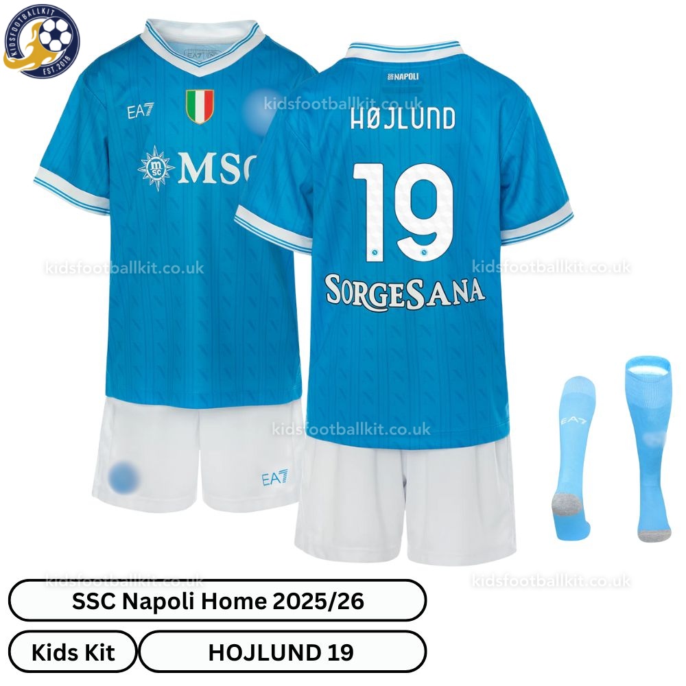 Ssc Napoli HøJlund 19 Home Kids Kit 25/26 🎁| Football Gift