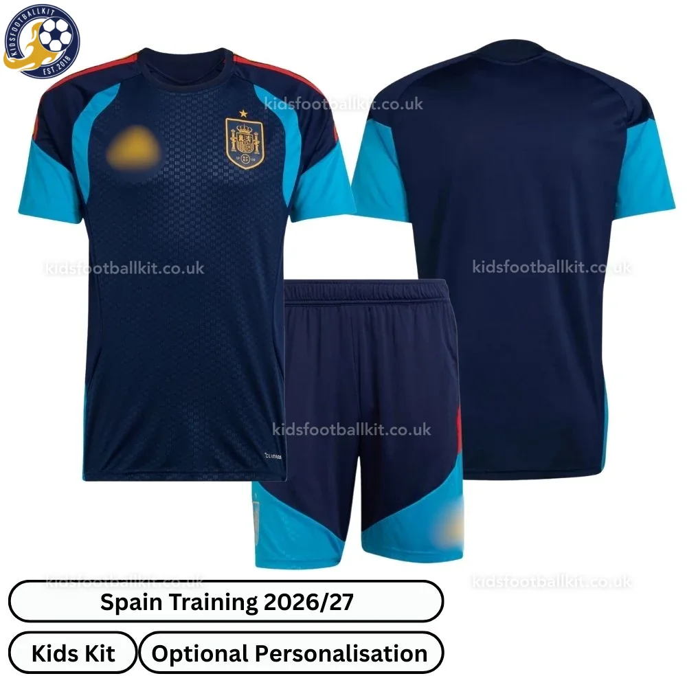 Spain Training Kids Football Kit 2026/27 (No Socks) - Royal Blue ...